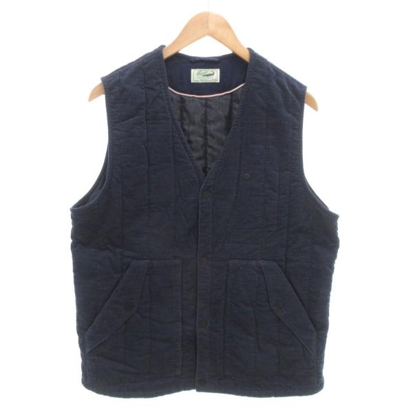 クロコダイル CROCODILE パフベスト キルティング ロゴ刺繍 Vネック M 紺 ネイビー /YJ ■GY59 メンズ【ブランド】クロコダイル CROCODILE【表記サイズ】M【実寸サイズ】身幅：55cm　着丈：67cm　　【素材】...