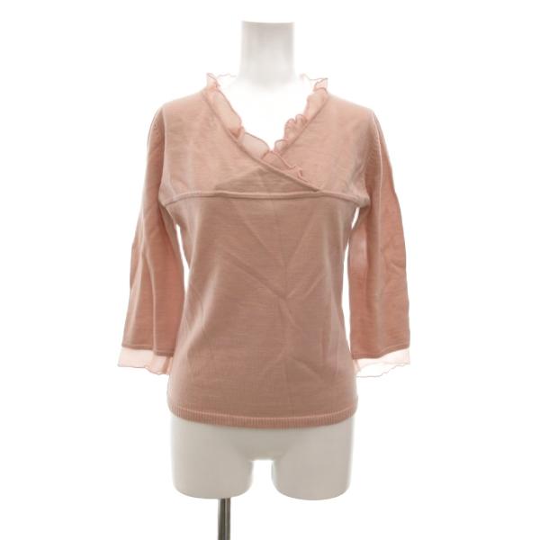 未使用品 ワークフォーホリデイユナイテッドアローズ WORK FOR HOLIDAY UNITED ARROWS タグ付き ニット カットソー 38 ピンク フリル【ブランド】ワークフォーホリデイユナイテッドアローズ WORK FOR HO...