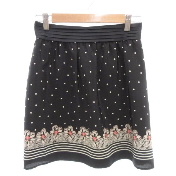 ペイトンプレイス PEYTON PLACE 美品 台形スカート ドット柄 レースプリント ギャザー S 黒 ブラック 白 ホワイト /YJ ■GY58【ブランド】ペイトンプレイス PEYTON PLACE【表記サイズ】S【実寸サイズ】ウエス...
