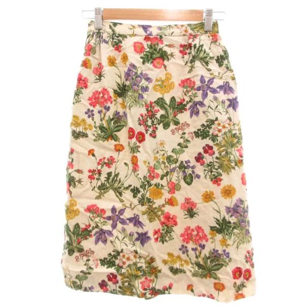 アトリエドール ATELIER DOREE タイトスカート ひざ丈 花柄 リネン混 ベージュ イージー /AE ■GY58 レディース【表記サイズ】サイズ表記なし（実寸サイズを参考にご検討ください。）【実寸サイズ】ウエスト：56-66cm　...