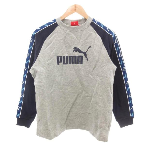 未使用品 プーマ PUMA タグ付き スウェットシャツ 160 灰色 グレー クルーネック 長袖 ロゴテープ /SJ ■GY58 キッズ【ブランド】プーマ PUMA【表記サイズ】160【実寸サイズ】身幅：49cm　着丈：60cm　ゆき丈：7...