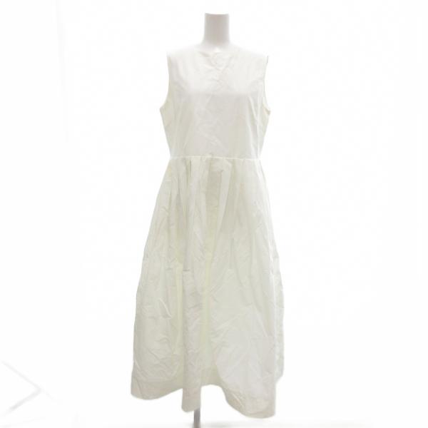 eLLa フレアワンピース ロング丈 S 白 ホワイト ラウンドネック ノースリーブ /NL ■GY58 レディース【表記サイズ】S【実寸サイズ】身幅：46cm　総丈：120cm　　【素材】綿 ポリエステル【色】白 ホワイト 【状態】・全体...