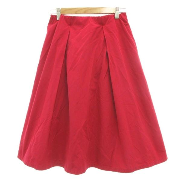 エスジェイフェリー S.J.FERRY スカート M 赤 ギャザーウエスト タック入り ミディ丈 /SX ■GY60 レディース【表記サイズ】M【実寸サイズ】ウエスト：64cm　ヒップ：120cm　スカート丈：62cm　　【素材】表地 ポリ...