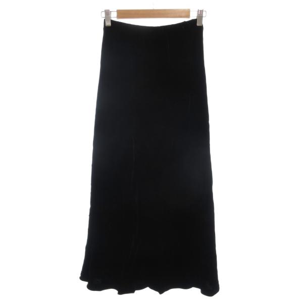 ラフェスタ シック La Festa Chic 美品 9 黒 ブラック 無地 ベロア ロング丈  /SJ ■GY60 レディース【表記サイズ】9【実寸サイズ】ウエスト：60cm　ヒップ：39cm　スカート丈：89cm　　【素材】表地 パイル...