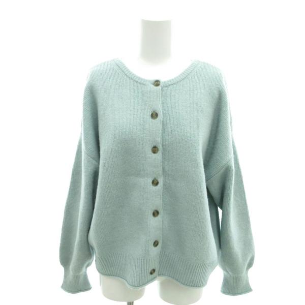 未使用品 ツクルアンドリン tsukuru＆Lin. タグ付き カーディガン ウール M ライトブルー 長袖 ラウンドネック /YJ ■GY60 レディース【表記サイズ】M【実寸サイズ】身幅：58cm　着丈：57cm　ゆき丈：77cm　　【...