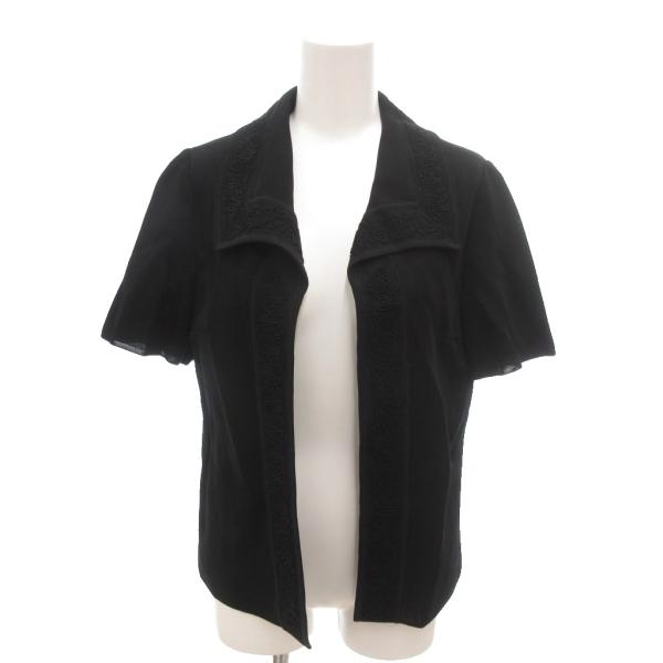 ミカレディ MICALADY 美品 シャツ ボタンレス 11 黒 ブラック 半袖 装飾柄 /YJ ■GY60 レディース【表記サイズ】11【実寸サイズ】肩幅：36cm　身幅：45cm　袖丈：24cm　着丈：58cm　　【色】黒 ブラック 【...
