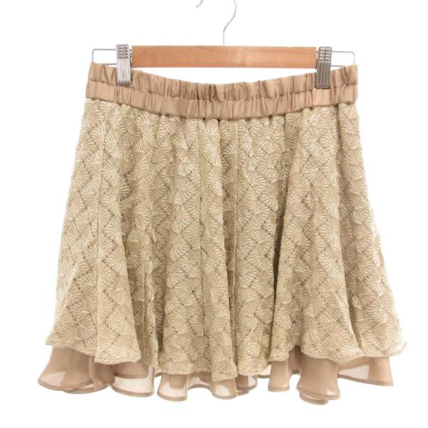 未使用品 リンガ フランカ Lingua Franca タグ付き フレアミニスカート ラメ ウエストゴム F ベージュ /YJ ■GY60 レディース【ブランド】リンガ フランカ Lingua Franca【表記サイズ】F【実寸サイズ】ウエ...