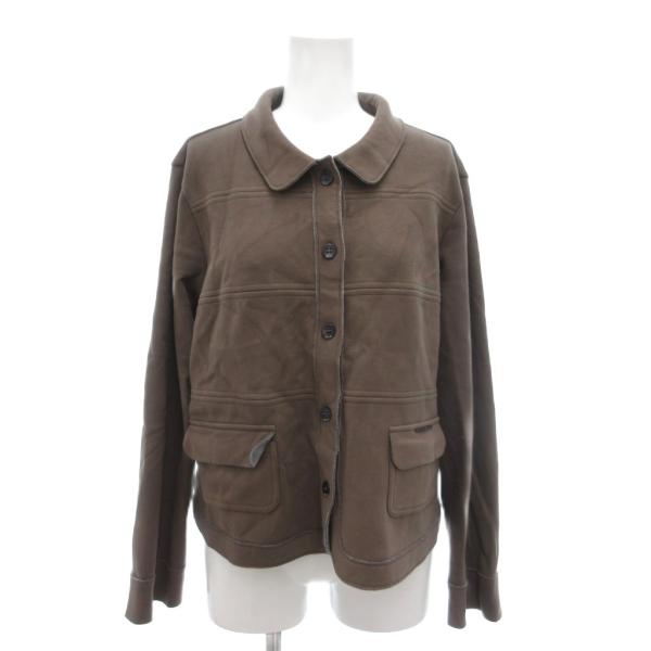 CAVI SPORT 美品 ジャケット 裏起毛 9F カーキ ラウンドカラー /NL ■GY60 【表記サイズ】9F【実寸サイズ】肩幅：40cm　身幅：50cm　着丈：57cm　袖丈：49cm　　【素材】表地 ポリエステル ポリウレタン　裏...