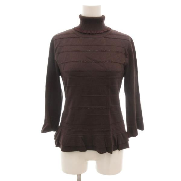 クレージュ courreges 美品 ニット セーター 38 茶色 ブラウン 長袖 タートルネック フリル裾 /SJ ■GY58 レディース【ブランド】クレージュ courreges【表記サイズ】38【実寸サイズ】肩幅：34cm　身幅：41...