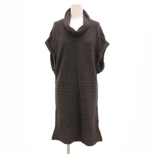 CURATOR ニットワンピース ノースリーブ リブ 38 グレー /JS ■GY58 レディース【表記サイズ】38【実寸サイズ】肩幅：65cm　身幅：55cm　袖丈：-cm　着丈：105cm　　【素材】アクリル 毛【色】グレー【仕様】ミモ...