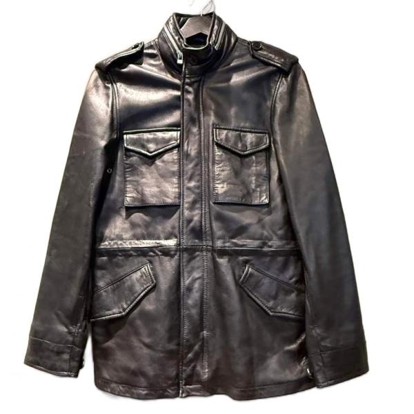 メイルアンドコー MALE＆CO.  レザージャケット ラムレザー ジップアップ  8 黒 ブラック TKL-5 ■GY58 メンズ【表記サイズ】L【実寸サイズ】肩幅：約42cm　身幅：約49cm　袖丈：約61cm　着丈：約67cm　　【素...