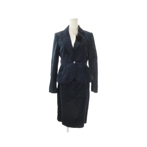 エスプリミュール ESPRITMUR ベロアスーツ セットアップ 11 ブローチ付き 紺 ネイビー /CK16 ■GY61 レディース【ブランド】エスプリミュール ESPRITMUR【表記サイズ】11【実寸サイズ】ジャケット 肩幅：38cm...