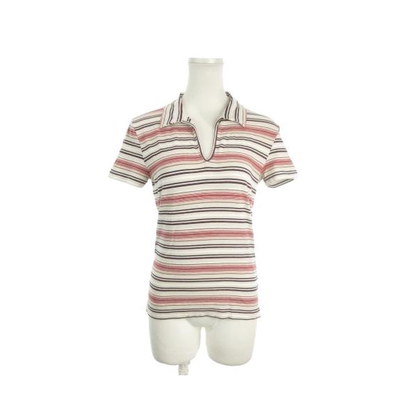 マレーラ MARELLA TRICOT 襟付きカットソー S ベージュ 赤 レッド ストライプ柄 半袖 /AO27 ■GY61 レディース【ブランド】マレーラ MARELLA【表記サイズ】S【実寸サイズ】肩幅：35cm　身幅：41cm　袖丈...