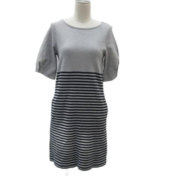 マッキントッシュフィロソフィー ワンピース ひざ丈 38 M グレー ボーダー柄 ボートネック 五分袖 /SM79 ■GY61 レディース【ブランド】マッキントッシュフィロソフィー MACKINTOSH PHILOSOPHY【表記サイズ】3...