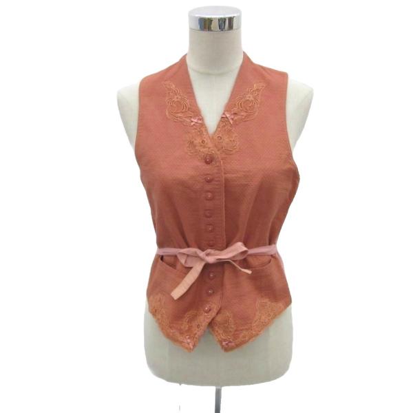 ピンクハウス PINK HOUSE ベスト ジレ Vネック リボンベルト付き レース ミドル丈 ピンク P016SFV08 /YS46 ■GY61 レディース【ブランド】ピンクハウス PINK HOUSE【表記サイズ】表記なし【実寸サイズ】...