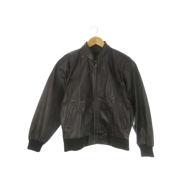 Pierre Bonee レザージャケット ボンバージャケット M 焦げ茶 ダークブラウン 長袖 スタンドカラー リブ袖リブ裾 80656 /CK11 ■GY61【表記サイズ】M【実寸サイズ】肩幅：49cm　身幅：55cm　袖丈：56cm　...