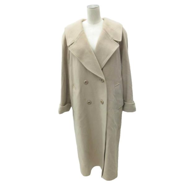 Veston Epurly ビッグカラーコート ロング丈 9号 ベージュ ダブルブレスト /SM52 ■GY61 レディース【表記サイズ】9号【実寸サイズ】身幅：58cm　着丈：118cm　ゆき丈：82cm　　【素材】表地　カシミヤ　毛　ナ...