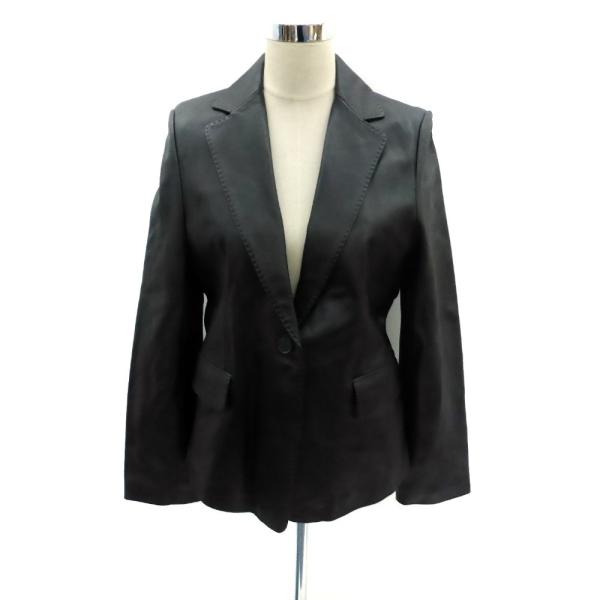 Den di レザージャケット テーラードジャケット シングルボタン ミドル丈 総裏地 99 黒 ブラック /HO4 ■GY61 レディース【表記サイズ】99【実寸サイズ】肩幅：39.5cm　身幅：48.5cm　着丈：70cm　袖丈：62....