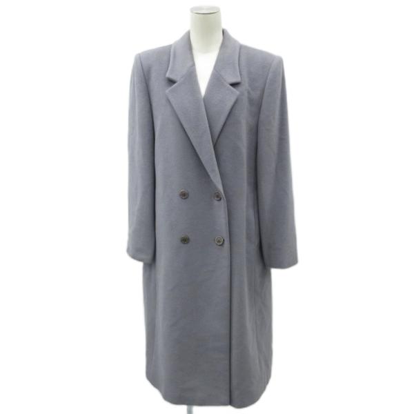 マディソン MADUSON チェスターコート ロング丈 シルク混 11 グレー 無地 ダブルブレスト CO.HM.SA.1047 /SY18 ■GY61 レディース【表記サイズ】11号【実寸サイズ】肩幅：42cm　身幅：52cm　袖丈：58...