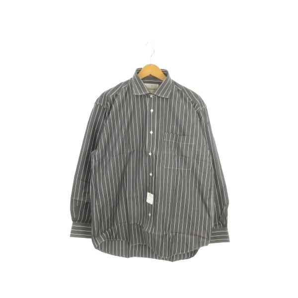未使用品 トラサルディ TRUSSARDI シャツ 5 グレー ストライプ柄 ワイドカラー 長袖 /MN1 ■GY61 メンズ【ブランド】トラサルディ TRUSSARDI【表記サイズ】5【実寸サイズ】肩幅：49cm　身幅：57cm　袖丈：5...
