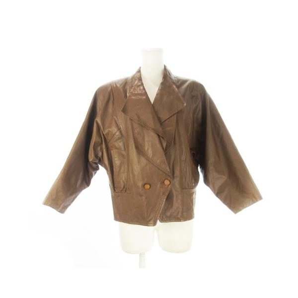 ジュリアン パルティーナ JULIAN Partina レザージャケット テーラード ダブル カーフスキン F 茶 ブラウン /CK49 ■GY61 レディース【表記サイズ】F【実寸サイズ】身幅：60cm　着丈：55.5cm　ゆき丈：69c...