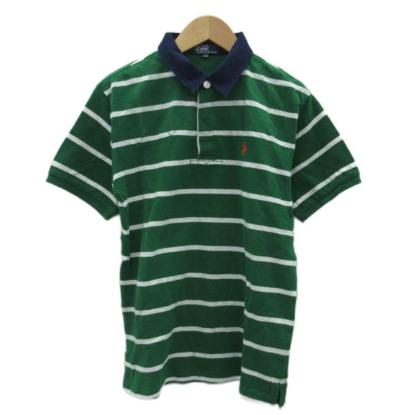 ポロ バイ ラルフローレン Polo by Ralph Lauren ポロシャツ 半袖 160 緑 ボーダー柄 ポロカラー /SY36 ■GY61 男の子 キッズ【ブランド】ポロ バイ ラルフローレン Polo by Ralph Laure...