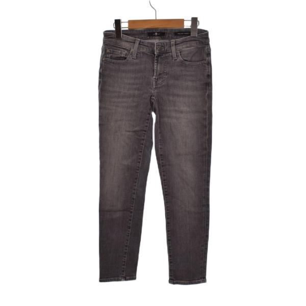 7 for all mankind デニムパンツ ジーンズ テーパード 無地 ロゴパッチ ストレッチ素材 24 灰色 グレー JSL4C110PR ■GY58 レディース【表記サイズ】24【実寸サイズ】ウエスト：約68cm　もも幅：約23....