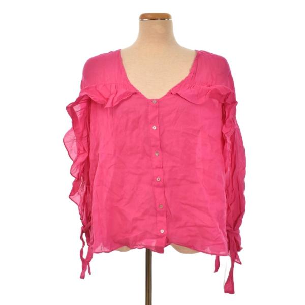 未使用品 ザラ ベーシック ZARA BASIC ブラウス 長袖 フリル L ピンク ■GY58 レディース【ブランド】ザラ ベーシック ZARA BASIC【表記サイズ】L【実寸サイズ】身幅：56cm　着丈：57cm　ゆき丈：74cm　　...