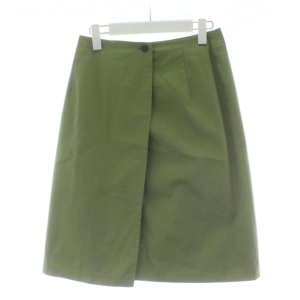 チュニカ tunica スカート 36 緑 グリーン 無地 ラップデザイン ミディ丈 /PP ■GY61 レディース【表記サイズ】36【実寸サイズ】ウエスト：約66cm　ヒップ：約96cm　スカート丈：約59cm　　【素材】コットン ポリエ...