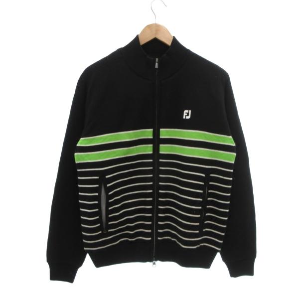 フットジョイ FootJoy カーディガン ニットジャケット 中綿 M 黒 ブラック スタンドカラー ボーダー柄 長袖 裏地キルティング【ブランド】フットジョイ FootJoy【表記サイズ】M【実寸サイズ】肩幅：44cm　身幅：51cm　袖...