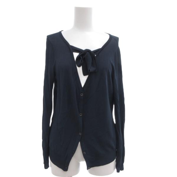 アンヌモネ anne-monnet カーディガン ネイビー 紺 ボウタイ 長袖 無地 /SC ■GY61 【表記サイズ】サイズ表記なし(実寸サイズをご参考ください。)【実寸サイズ】肩幅：38cm　身幅：45cm　袖丈：54cm　着丈：54c...