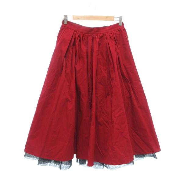 ロイスクレヨン Lois CRAYON フレアスカート M 赤 レッド ギャザー ティアード チュール /NU ■GY61 レディース【ブランド】ロイスクレヨン Lois CRAYON【表記サイズ】M【実寸サイズ】ウエスト：62cm　ヒップ...