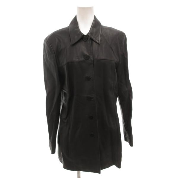 イエーガー JAEGER レザージャケット 革ジャン ショートコート ステンカラー 08 黒 ブラック /FF ■GY61 レディース【ブランド】イエーガー JAEGER【表記サイズ】08【実寸サイズ】肩幅：40cm　身幅：45cm　袖丈：...