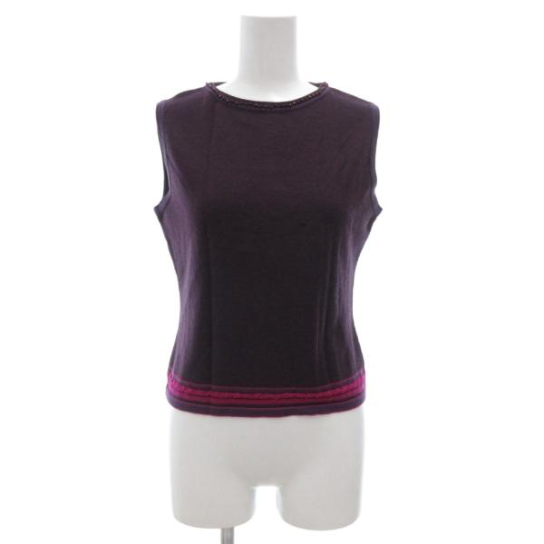 PHILOSOPHY di ALBERTA FERRETTI 美品 ノースリーブニット セーター ウール 紫 パープル ラウンドネック ビジュー /NL ■GY61【ブランド】フィロソフィーディアルベルタフェレッティ PHILOSOPHY ...