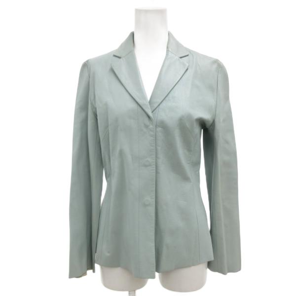 ラデュデュース Ra Dieux Dieuse レザージャケット 9 水色 ライトブルー 無地 ノッチドラペル 長袖 /SJ ■GY61 レディース【表記サイズ】9【実寸サイズ】肩幅：37cm　身幅：42cm　袖丈：52cm　着丈：57cm...