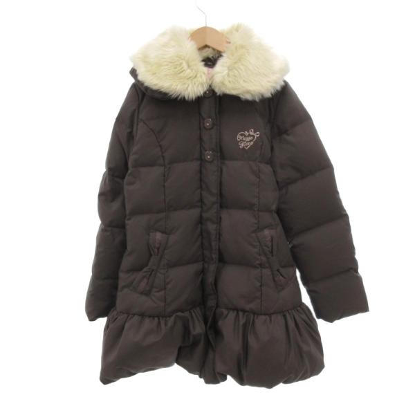 メゾピアノ mezzo piano ダウンコート 150 茶 ブラウン ファー襟 フリル裾 /NL ■GY61 キッズ【ブランド】メゾピアノ mezzo piano【表記サイズ】150【実寸サイズ】肩幅：35cm　身幅：44cm　袖丈：57...