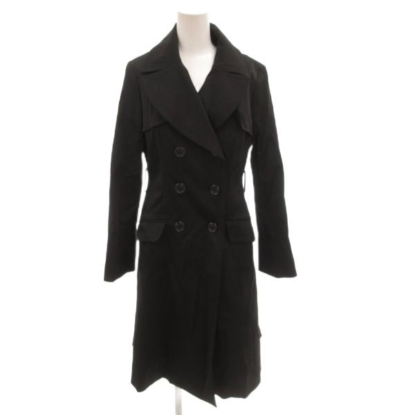 EPOLENE トレンチコート ライナー ダブル ロング 38 黒 ブラック /FF ■GY61 レディース【表記サイズ】38【実寸サイズ】肩幅：37cm　身幅：43cm　袖丈：58cm　着丈：99cm　　【素材】表地 綿 ポリエステル　裏...