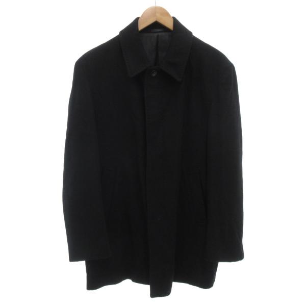 テムズ ポイント Thames Point カシミヤブレンド ステンカラーコート ショート 比翼 S 黒 ブラック /GV ■GY61 メンズ【表記サイズ】S【実寸サイズ】肩幅：48cm　身幅：57cm　袖丈：58cm　着丈：75cm　　【...