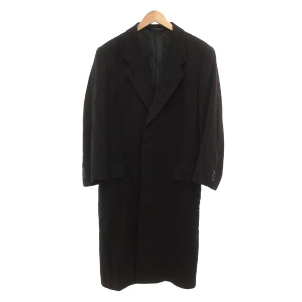 UMEDA チェスターコート ロング カシミヤ メルトン 黒 ブラック /JS ■GY61 メンズ【表記サイズ】サイズ表記なし(実寸サイズをご参考ください。)【実寸サイズ】肩幅：49cm　身幅：56cm　袖丈：58cm　着丈：113cm　　...