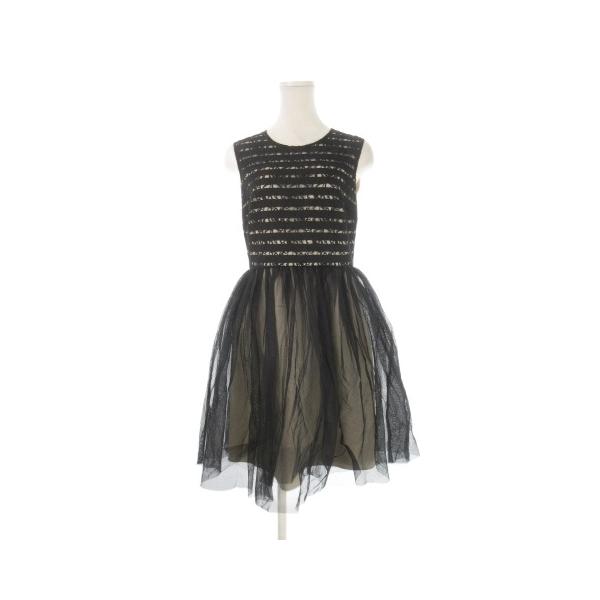 トロイメライ traumerei luxus kleid ワンピースフォーマル 38 黒 ブラック 白 アイボリー レース 切替 ノースリーブ ストライプ柄【表記サイズ】38【実寸サイズ】身幅：41cm　総丈：85.5cm　　【素材】表地　...