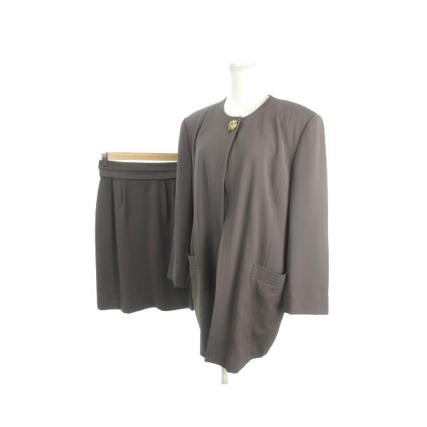 ミラショーン mila schon duemila di スーツ セットアップ ロングジャケット スカート 40 グレー ノーカラー 長袖 金ボタン /MN3【ブランド】ミラショーン mila schon【表記サイズ】40【実寸サイズ】ジャ...