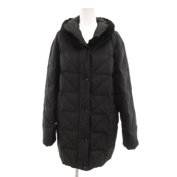 サンヨーコート SANYO COAT ダウンジャケット ミドル丈 ラビットファー付き 11 黒 ブラック /YJ ■GY61 レディース【表記サイズ】11【実寸サイズ】肩幅：47cm　身幅：62cm　袖丈：58cm　着丈：75cm　　【素材...