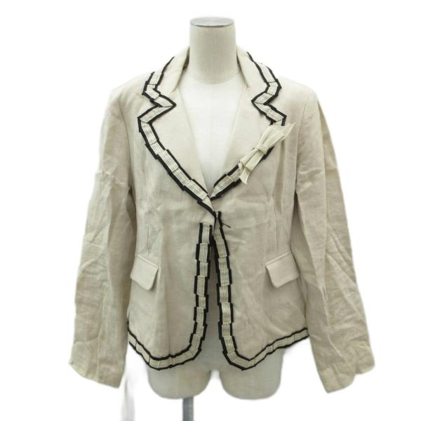 バーバラタッディ BARBARA TADDEI  テーラードジャケット シングル ミドル丈 フリル ベージュ /HO32 ■GY61 レディース【表記サイズ】表記なし【実寸サイズ】肩幅：40cm　身幅：49cm　着丈：66.5cm　袖丈：5...