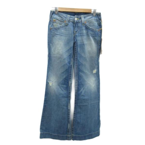 未使用品 トゥルーレリジョン CANDICE デニムパンツ ジーンズ ロング丈 ブーツカット 28 ブルー ウォッシュ加工 ■GY61 レディース【ブランド】トゥルーレリジョン TRUE RELIGION【表記サイズ】28インチ【実寸サイズ...
