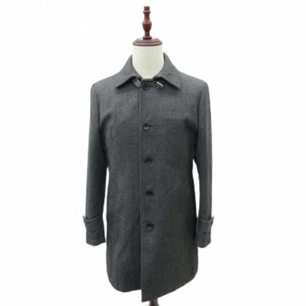 マーノネッラマーノ mano nella mano ステンカラーコート ロング丈 L グレー 7304450051-97 /SY27 ■GY61 メンズ【表記サイズ】L【実寸サイズ】肩幅：45cm　身幅：54cm　袖丈：64cm　着丈：85...