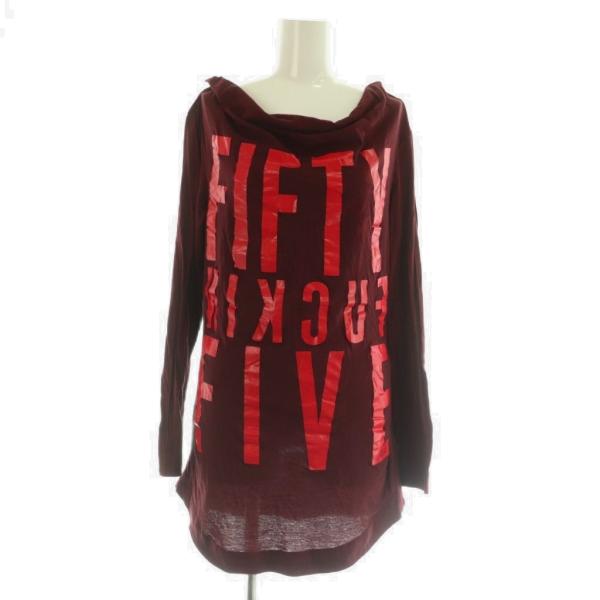 フィフティーファイブディーエスエル 55DSL 長袖カットソー チュニック ドレープ プリント M ワイン /MY ■OS ■GY61 レディース【ブランド】フィフティーファイブディーエスエル 55DSL【表記サイズ】M【実寸サイズ】身幅：...