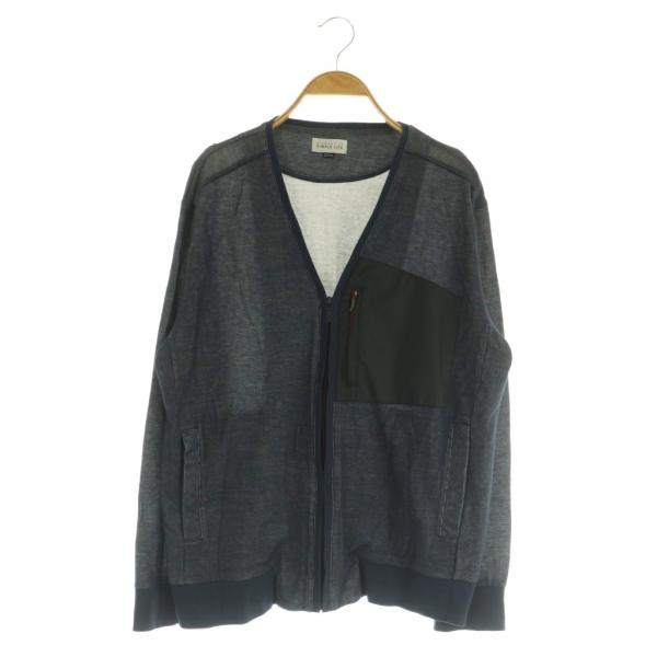 エレメントオブシンプルライフ element of SIMPLE LIFE カーディガン Vネック ジップアップ ストレッチ 切替 L ネイビー【表記サイズ】L【実寸サイズ】肩幅：47cm　身幅：54cm　着丈：64cm　袖丈：60cm　　...