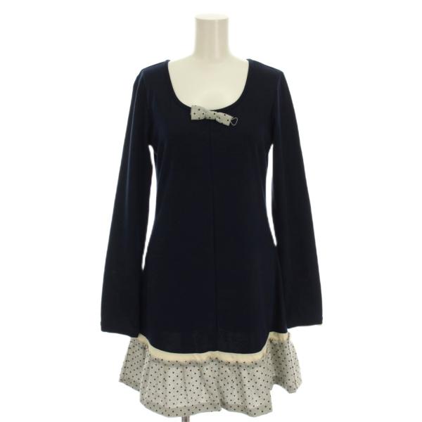 シンシアローリー CYNTHIA ROWLEY ワンピース ミニ 2 紺 ネイビー 長袖 リボン付き CCEGA-89150 /YM ■GY61 レディース【ブランド】シンシアローリー CYNTHIA ROWLEY【表記サイズ】2【実寸サイ...