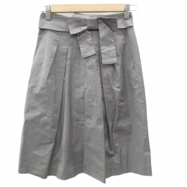 ルボンディール REBONDIR フレアスカート ミモレ丈 58-87 グレー リボンベルト付き 無地 /SY28 ■GY58 レディース【表記サイズ】58-87【実寸サイズ】ウエスト：59cm　ヒップ：88cm　スカート丈：58cm　　【...