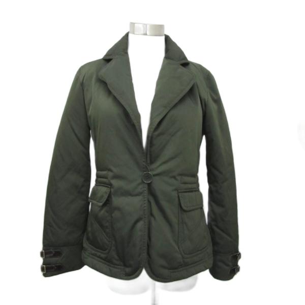 セルジオタッキーニ SERGIO TACCHINI ダウンジャケット ミドル丈 M カーキ テーラードカラー SEQ517 /SM1 ■GY58 レディース【表記サイズ】M【実寸サイズ】肩幅：37cm　身幅：44cm　袖丈：57cm　着丈：...